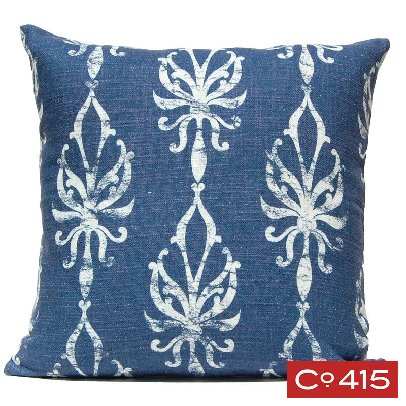 Flourish Ogee Pillow - Navy – Coastal Style Gifts